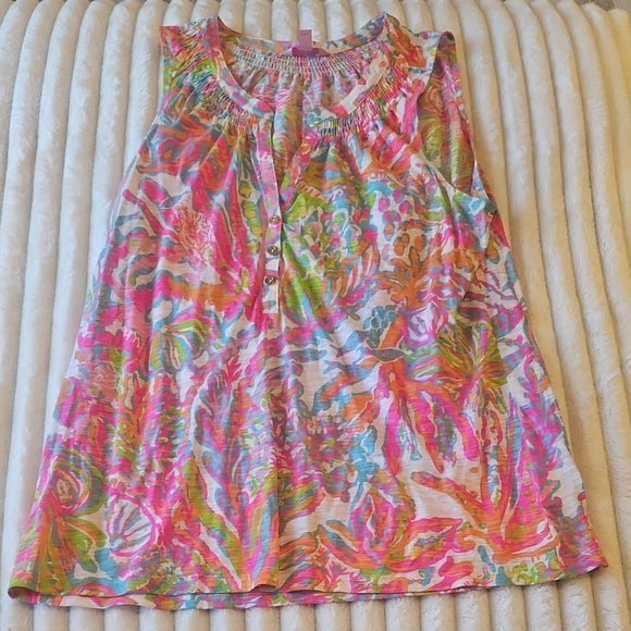 Lilly Pulitzer | Tops | Lilly Pulitzer Multicolor Smocked Top | Poshmark